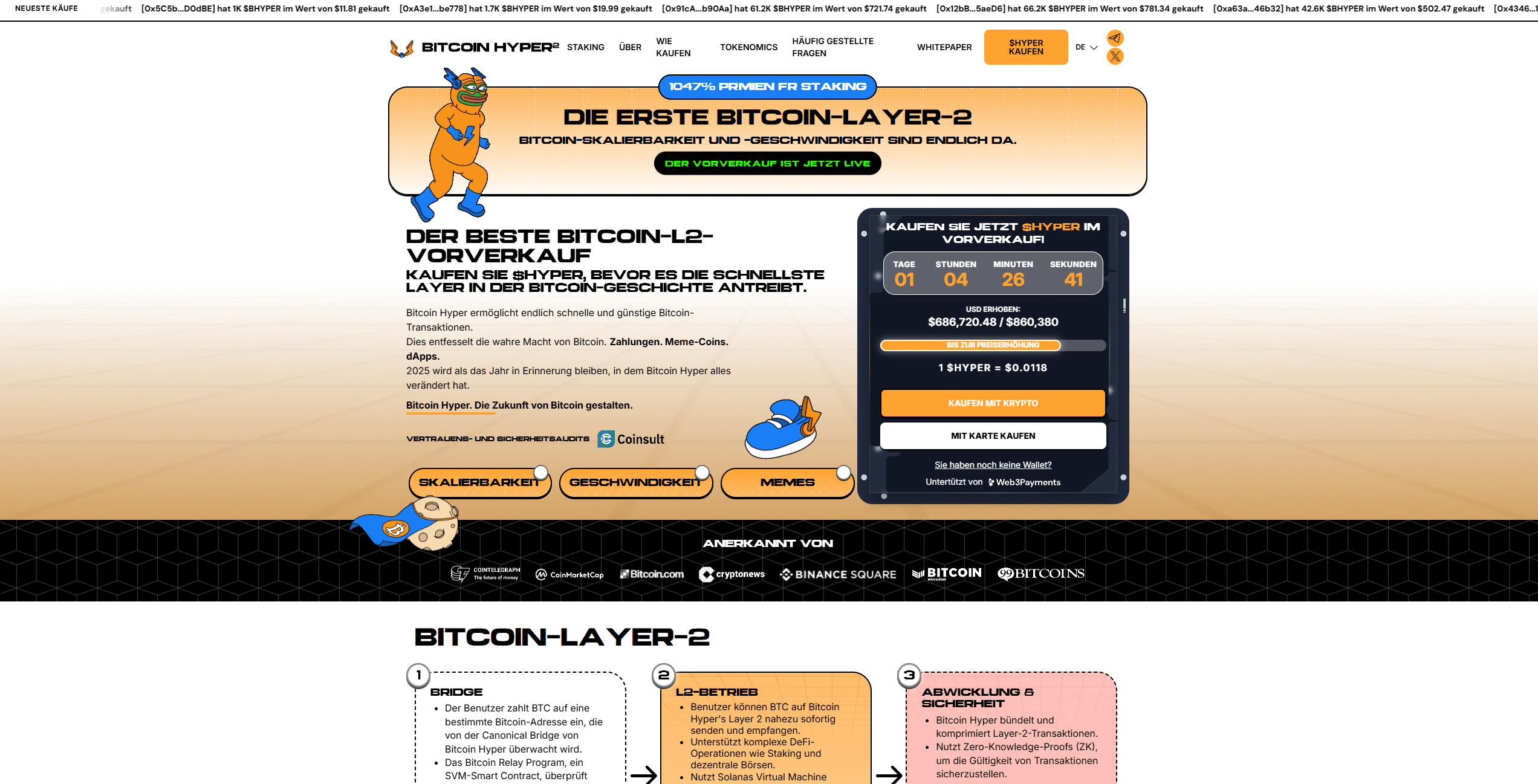 Bitcoin Hyper kaufen 2025: Bitcoin Layer-2 mit Smart Contracts