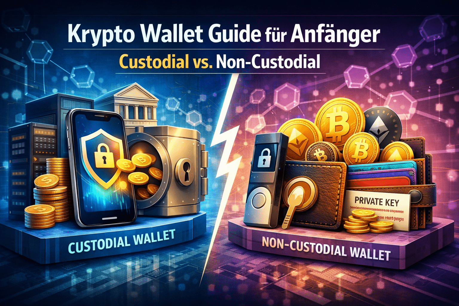 Krypto Wallet Guide - Custodial vs. Non‑Custodial